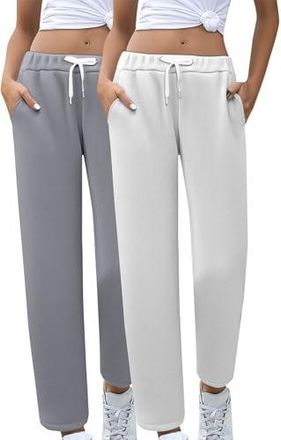 Generic Lot de 2 Pantalon De Running Femme Chic &Eacute;t&eacute; Pant Longue Stretch Tendance Comfy Streetwear D&eacute;tente Mode Costume Classique Basique Taille Elastique 2026