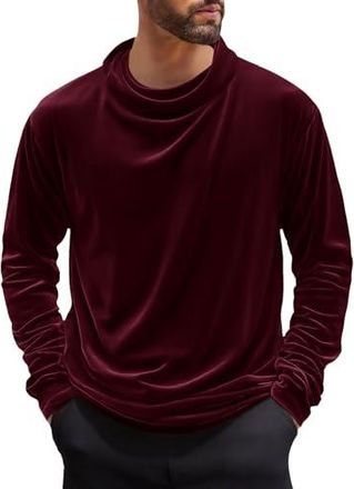 Generic Sweat-shirt en velours &agrave; manches longues pour homme - Chaud - Tendance - Uni - Col rond - Coupe ample - Confortable - Respirant - V&ecirc;tements de sport p