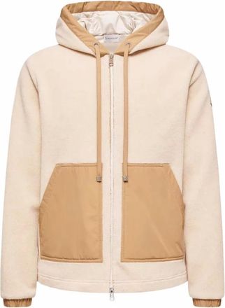 Moncler Homme, Vestes, Beige, Taille: XL Teddy Zip-Up Sweat &agrave; capuche