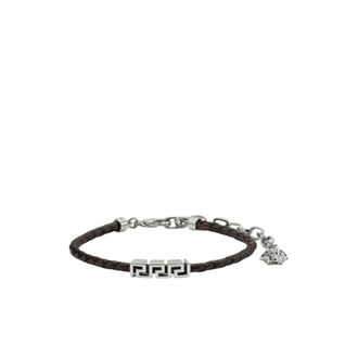 Versace Homme, Accessoires, Brun, Taille: ONE Size Greca Leather Bracelet