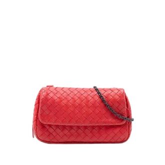 Bottega Veneta Pre-owned Gewebte Nappa Leder Umh&auml;ngetasche - - Pre-owned - Damen - Rot - ONE SIZE