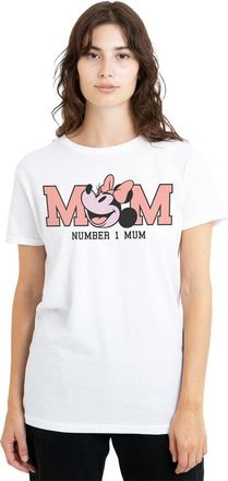 Minnie Disney Womens Minnie Mouse Mothers Day Number 1 Mum Ladies, White T-Shirt, M