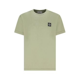 Stone Island Homme, Tops, Vert, Taille: 2XL T-shirt ajust&eacute; avec &eacute;cusson Compass