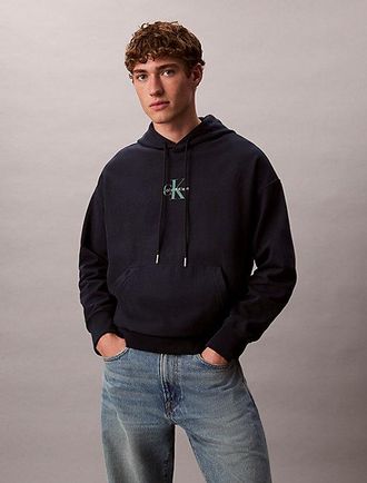 Calvin Klein Sweat &agrave; capuche en polaire haut de gamme avec logo monogramme