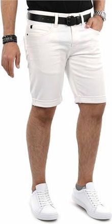 Indicode B797 - Jean court pour homme (S-3XL) - Coupe droite - Pantalon stretch - 98 % coton - L&eacute;ger et respirant, Blanc., XL