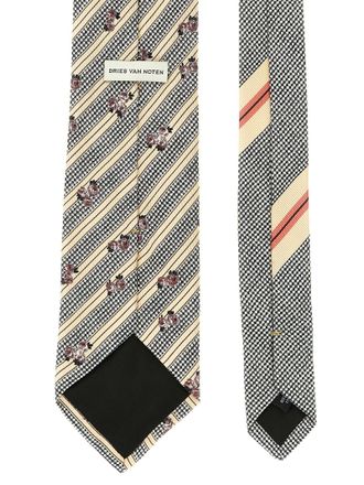 Dries Van Noten Jacquard Silk Diagonal Stripe Necktie - Cream