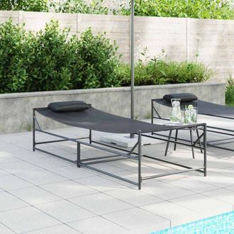 vidaXL Vidaxl - Transat Anthracite 200 x 74 x 73 cm Textil&egrave;ne, acier