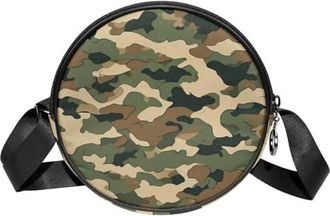 Generic Sac &agrave; bandouli&egrave;re Circle pour femme, petit sac &agrave; bandouli&egrave;re camouflage avec fermeture &eacute;clair, bretelles r&eacute;glables, sac &agrave; main rond d&eacute;contract&eacute; pour f