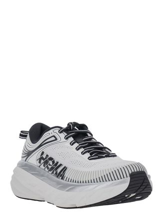 Hoka One One Unisex Trainers Bondi 7 White Tech Fabric Sneaker