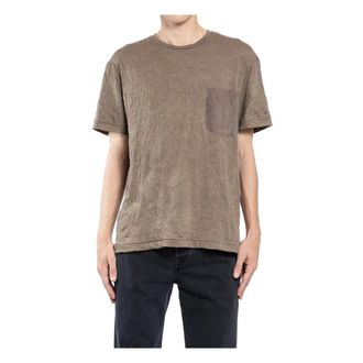 Giorgio Brato Homme, Tops, Vert, Taille: L Crinkled Pocket T-Shirt