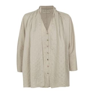 Cortana Frances- top en soie &agrave; rayures cannelle - Femme - Blouses et Chemises - Gris - Taille: 34 FR