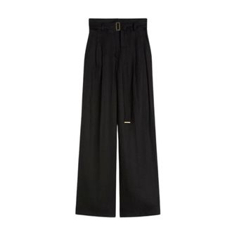 Max Mara Femme, Pantalons, Noir, Taille: 40 FR Mstmateria Wide Pantalons