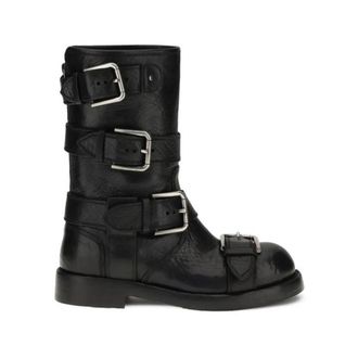 Dolce & Gabbana Buckled Leather Ankle Boots - - Shoes - Damen - Schwarzk - 36 EU