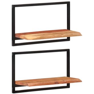 vidaXL Vidaxl - D&eacute;finir 2 &eacute;tag&egrave;res avec structure m&eacute;tallique et haut en bois diff&eacute;rentes tailles disponibles taille : 60 x 25 x 35 cm