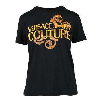 Versace Jeans Couture Femme, Tops, Noir, Taille: 34 FR T-shirt en Coton avec un Design &Eacute;l&eacute;gant