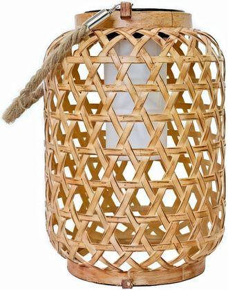 Generic Solar Bambus Look Weave Outdoor Laterne Polysilicon Solarpanel Handheld Dekorative Lichter f&uuml;r Hof Nachhaltige Gartenleuchten Solarbetriebene Laterne 