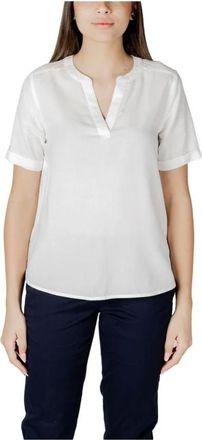 Street One Femme, Blouses et Chemises, Blanc, Taille: 32 FR Splitneck Viscose Blouse