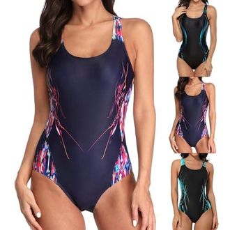 Generic Maillot de bain une pi&egrave;ce pour femme - Dos nageur - Rembourr&eacute; - Avec bonnets en mousse amovibles - Pour lentra&icirc;nement, le surf, les sources chaudes et