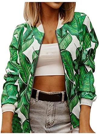 Generic Vestes pour femmes 2026 avec fermeture &eacute;clair int&eacute;grale - Haut l&eacute;ger et d&eacute;contract&eacute; pour adolescentes, Vert, M