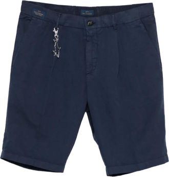 Paul & Shark Homme, Shorts, Bleu, Taille: L Bermuda en Lin et Coton avec Plis