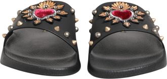 Dolce & Gabbana Sacred Heart Patch Slipper - Black