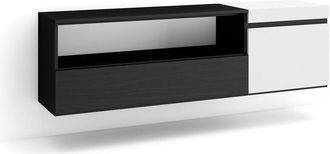 Skraut Home Skraut Home - TV-Schrank, Lowboard, f&uuml;r Wohnzimmer und Esszimmer, 150x45x35cm, F&uuml;r TV-Ger&auml;te bis zu 65, H&auml;ngend, Moderner Stil, Wei&szlig; und Schwarz