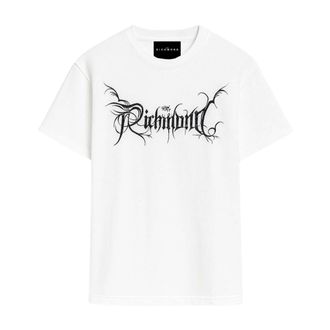 John Richmond Homme, Tops, Blanc, Taille: XL T-shirt avec logo graphique sur le devant