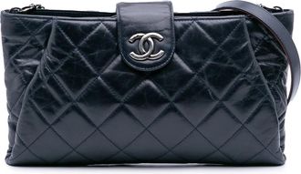 Chanel Hobo Bags - Quilted Glazed Calfskin Coco Pleats Chain Clutch - Gr. unisize - in Blau - für Damen