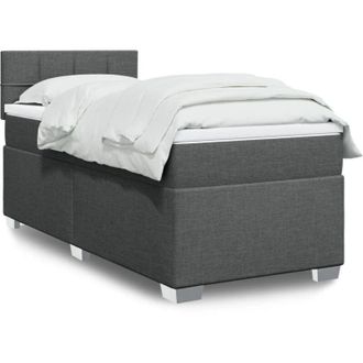 vidaXL Boxspringbett mit Matratze Dunkelgrau 100x200 cm Stoff Vidaxl