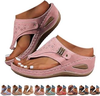 Generic Sandales orthop&eacute;diques compens&eacute;es pour femme - Tongs orthop&eacute;diques l&eacute;g&egrave;res - Soutien de la vo&ucirc;te plantaire - Pantoufles dext&eacute;rieur d&eacute;contract&eacute;es - Cou