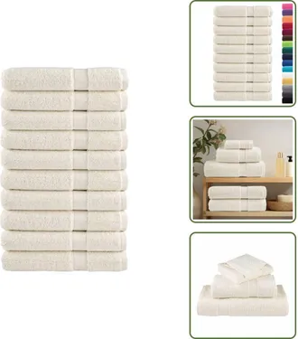 vidaXL Premium-Handt&uuml;cher solund 10 Stk. Cremewei&szlig; 100x200 cm 600 g/m&sup2; - Baumwolle - Cremefarbenes Handtuch - Waschbare Handt&uuml;cher - Gro&szlig;e Handt&uuml;cher