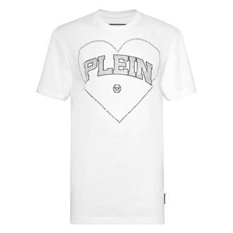 Philipp Plein Femme, Tops, Blanc, Taille: 42 FR T-Shirt Fit Heart