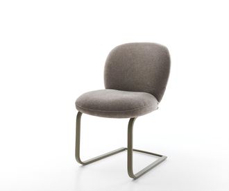 DELIFE Freischwinger Nube-Flex Strukturstoff Soft Taupe Freischwinger flach Effektfinish Titan Taschenfederkern, Esszimmerst&uuml;hle
