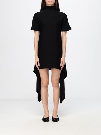 Alaia Mini-robe fourreau en cr&ecirc;pe &agrave; col montant et ourlet asym&eacute;trique