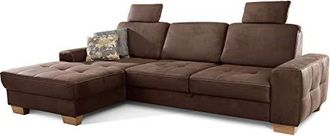 Cavadore Cavadore Ecksofa Puccino mit Federkern, verstellbarer Sitztiefe und 2 Kopfstützen / Sofa in L-Form im Landhaus Design / 281 x 86 x 178 cm / Mikrofaser