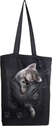Spiral Pocket Kitten Unisex Stofftasche schwarz