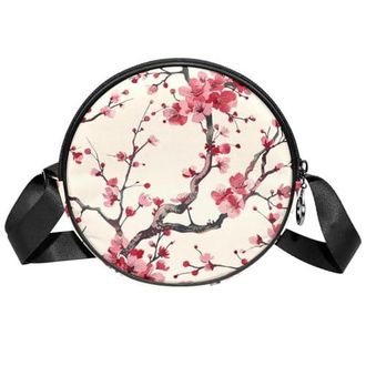Generic Sac &agrave; bandouli&egrave;re rond pour femme, motif floral, petit sac &agrave; bandouli&egrave;re avec fermeture &eacute;clair, bretelles r&eacute;glables, sac &agrave; main rond d&eacute;contract&eacute; pour 