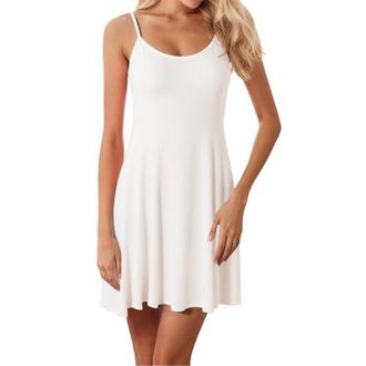 Generic Robe de nuit d&eacute;t&eacute; pour femme avec bonnet de poitrine - Grande taille, Blanc., XXL