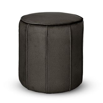 MG Design Runder Sitzhocker 42 x 45,5 cm in Dunkelgrau mit Ziern&auml;hten - Gepolsterter Polsterhocker mit F&uuml;&szlig;en f&uuml;r Wohnzimmer oder Schlafzimmer