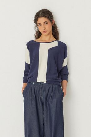 SKFK Damen vegan Pullover Naike Wei&Atilde;Y/Blau