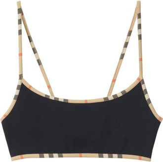 Burberry Femme, Maillots de bain, Noir, Taille: 36 FR Check Trim Bikini Top
