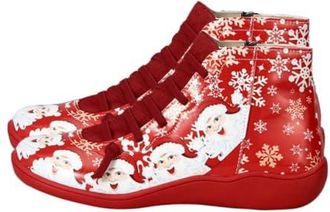 Holibanna WATIIFUFU Bottines Courtes D&eacute;contract&eacute;es pour Femmes Motif No&euml;l Taille 40 Couleur Rouge Chaussures Respirantes Antid&eacute;rapantes pour Automne Hiver pour 