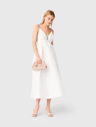 Maje Langes Taftkleid Mit Schmuck - Wei&szlig; - Gr&ouml;&szlig;e 32 - Maje