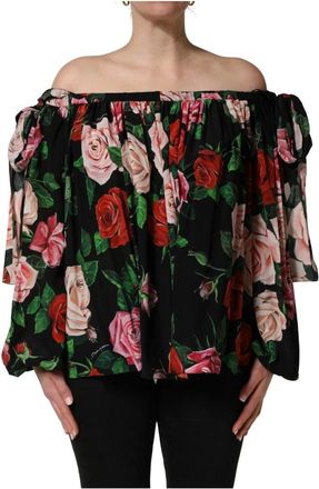 Dolce & Gabbana Femme, Blouses et Chemises, Multicolore, Taille: 38 FR Chemisier &eacute;paules d&eacute;nud&eacute;es