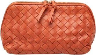 Bottega Veneta Pochette en cuir tress&eacute; Pre-owned - Femme - Pre-owned - Orange - Taille: ONE Size