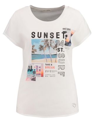 Key Largo Damen Sunset Round T-Shirt, White (1000), M EU