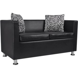 vidaXL 2-Sitzer-Sofa Kunstleder Schwarz - Vidaxl