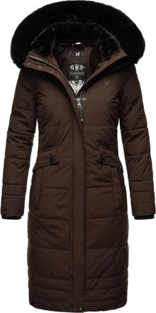 Navahoo Damen Winter-Mantel Steppmantel Winterjacke mit abnehmbarem Kunstfell B850 [B850-Fahmiy-Schoko-Gr.S]