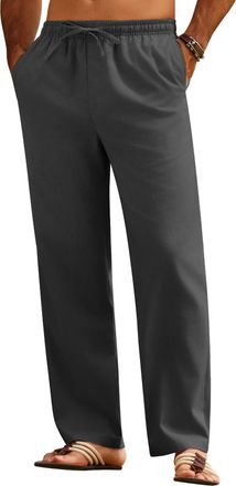 Coofandy Hosen Herren Lang Leinenhose mit Kordelzug Leicht Sommerhose Freizeithose Stoffhose Herren Lange Hose M&auml;nner Schlupfhose Strandhose Einfarbig Dunkelgr