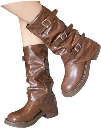 Generic Bottines &eacute;l&eacute;gantes mi-mollet pour femme 2026 avec boucle de ceinture et semelle &eacute;paisse, parfaites pour une tenue d&eacute;contract&eacute;e, lautomne et lhiver, de